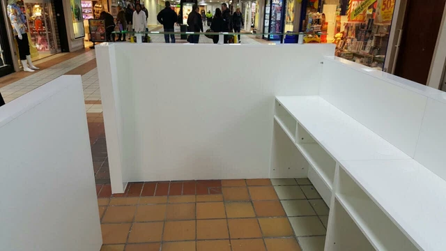 WHITE RECEPTION DESK L Shaped Aluminium Plinth Rmu Retail Counter Kiosk ...
