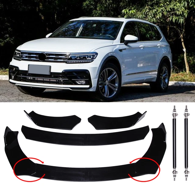 FOR VW TIGUAN R Line Tuning 2010-2021 Black Front Bumper Lip Spoiler+Strut Rods EUR 71,46 ...