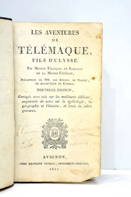 LIVRE ANCIEN SALIGNAC Les Aventures De Telemaque Fils D'ulysse 1821 EUR ...