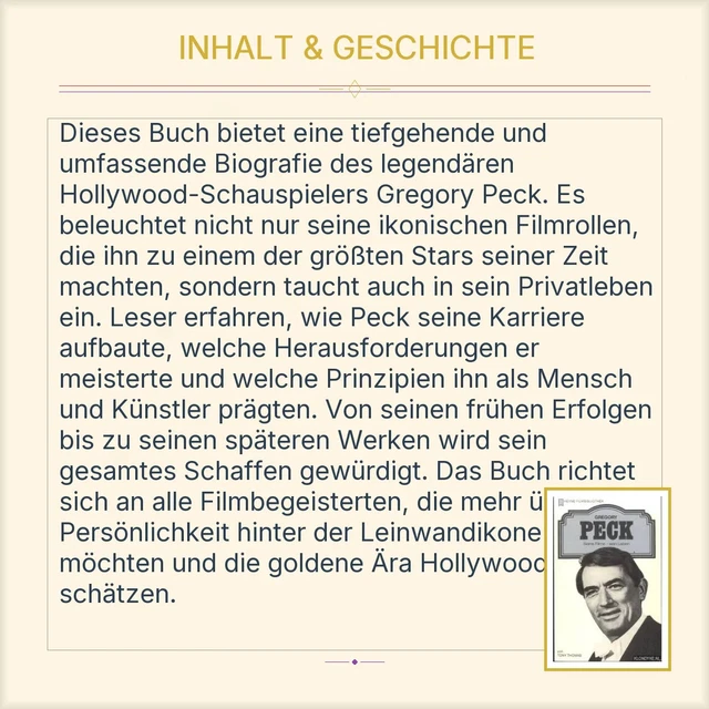 TONY THOMAS GREGORY Peck Biographie Acteur Cinéma Heyne (Taschenbuch ...