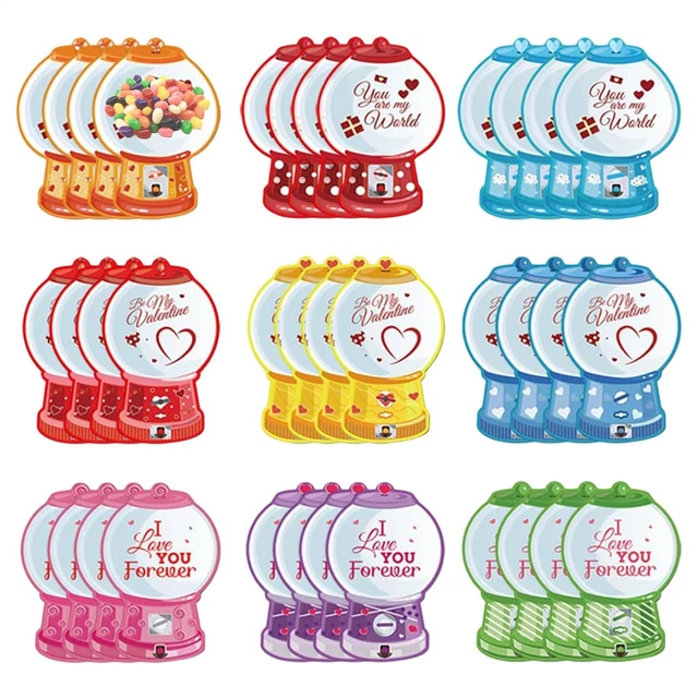 36PACK VALENTINES DAY Cards With Bubble Gum Machine Design&Round ...