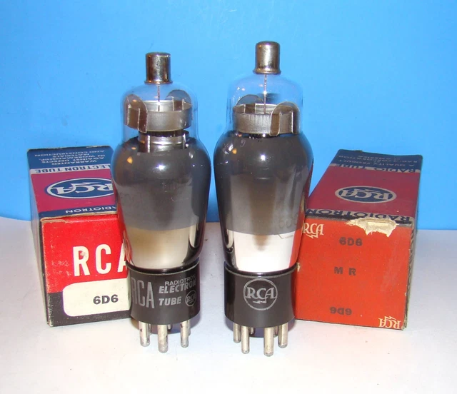 RCA TYPE 6D6 NOS audio radio amplifier vacuum tubes 2 valve tested ST ...
