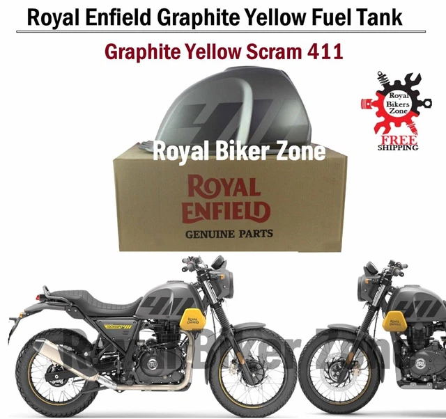 ROYAL ENFIELD &GRAPHITE Yellow SCRAM 411cc" "Petrol Fuel Gas Tank" $485 ...