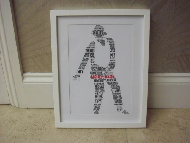 MICHAEL JACKSON WORD Art picture with frame and mount £7.99 - PicClick UK