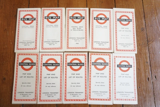 1953 - 1968 Central Area Bus Route Maps x10 London Transport ...