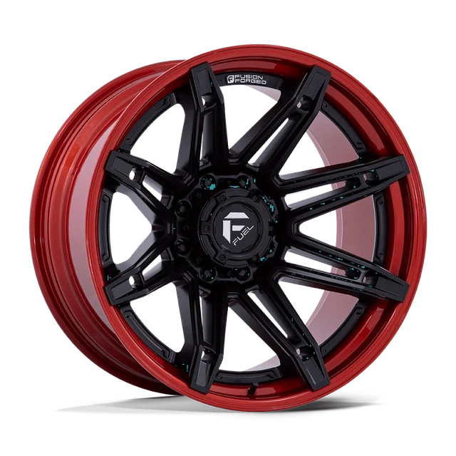 22X10 FUEL FC401 Brawl Matte Black Candy Red Lip Wheels 8x180 (-18mm ...