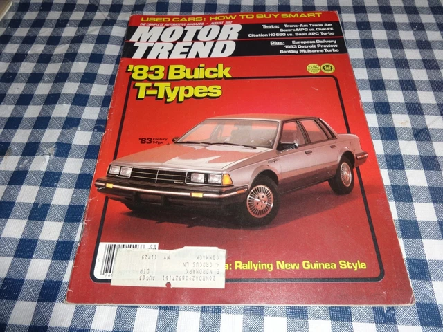 MOTOR TREND MAGAZINE August 1982 Buick T-Type Pontiac Trans Am Racer $9 ...