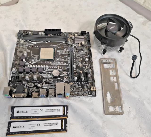 ASUS PRIME A320M-K Motherboard /Ryzen 5 Pro Cpu/16Gb Ram/Heatsink/Fan/I ...