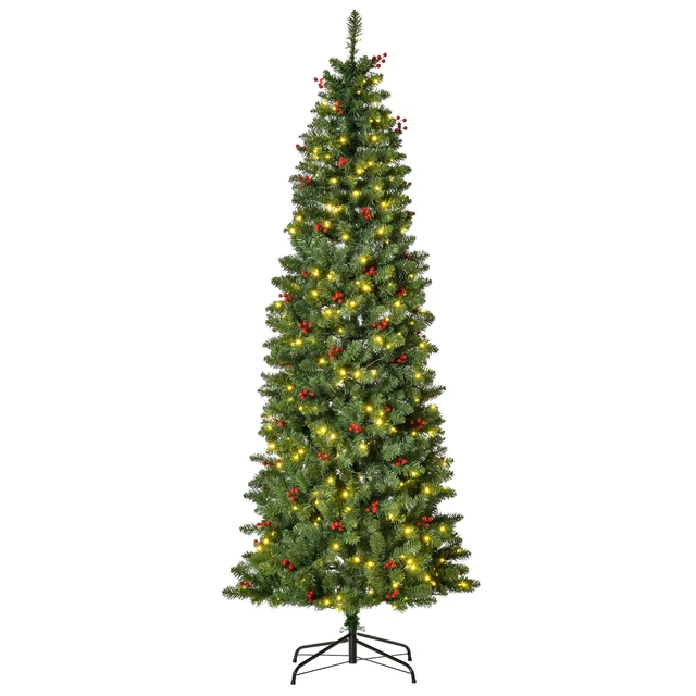 HOMCOM 7FT PRELIT Artificial Pencil Christmas Tree with Warm White LED ...