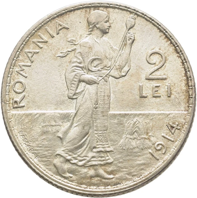 FITZ RUMÄNIEN ROMANIA CAROL 2 Lei 1914 BUKAREST SILBER µFIM1255 EUR 24 ...