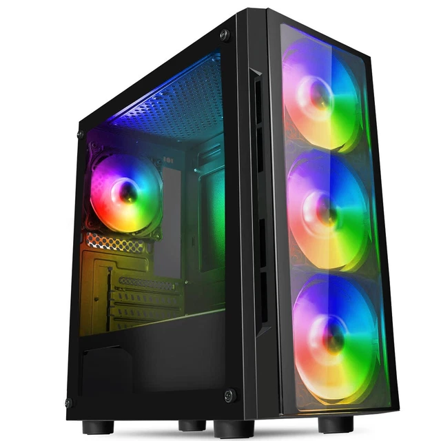 CIT GAMER MICRO Tower ATX Gaming PC Case mATX 4 x ARGB LED Fans ...