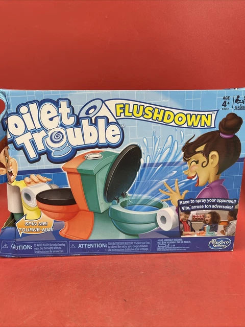 HASBRO GAMING TOILET Trouble Flushdown Kids Game Water Spray Box Damage ...