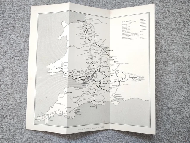 ANTIQUE 1927 MAP of the Great Western Railway network in 1863 £14.99 ...