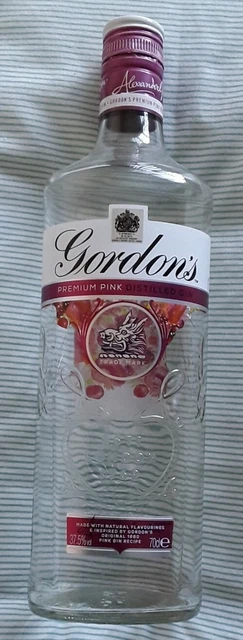 GORDON'S PREMIUM PINK Gin Bottle. EMPTY 70cl Size With Original Screw ...