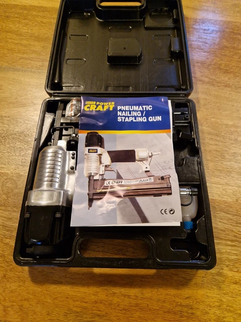 POWER CRAFT AIR Nailer, Pneumatic nailing/stapling gun with carry case ...