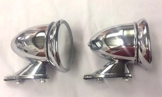 CLASSIC MINI WING Mirror Chrome Bullet Racing PAIR car mg triumph ...