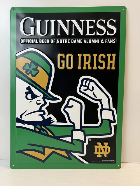 GUINNESS OFFICIAL BEER Of NOTRE DAME Alumni & Fans GO IRISH Tin Sign ...