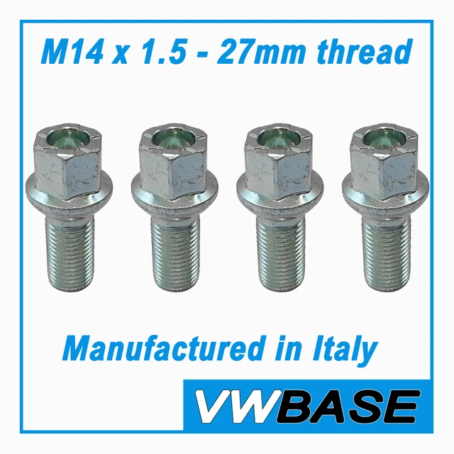 VW TIGUAN WHEEL Nut Bolt 17mm M14 x 1.5 27mm Thread Radius OE Stud x 4 ...