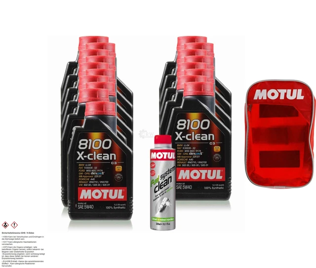 18 LITRE MOTUL 8100 X-Clean 5W-40 huile moteur 300ml Fuel Système ...