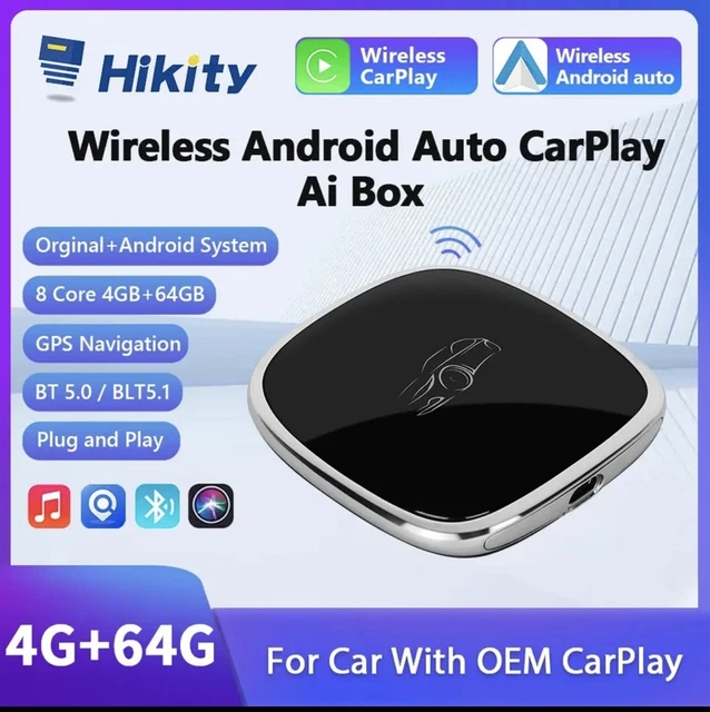 WIRELESS CARPLAY/ANDROID AUTO adapter streaming AI Smart Box Netflix ...