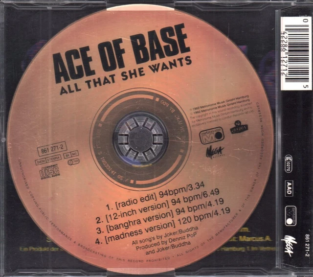 ACE OF BASE All That She Wants CD UK Metronome 1992 single 8612712 EUR ...
