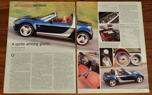 SMART ROADSTER MAGAZINE Article Convertible Car A Sprite Among Giants £ ...