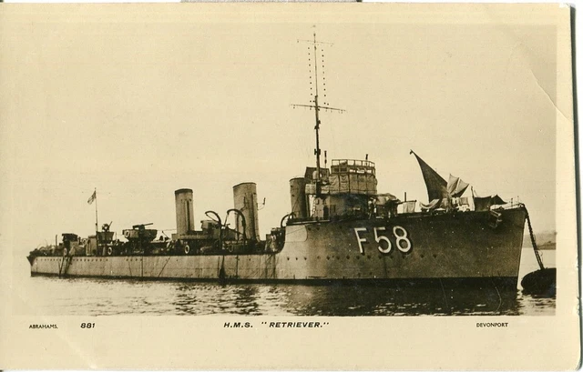 HMS RETRIEVER 1917 Royal Navy WWI destroyer Thornycroft R-class RP ...