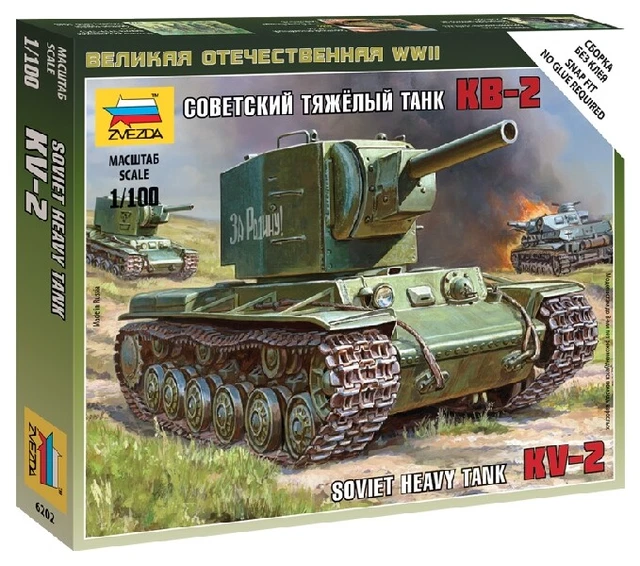 KV-2 HEAVY SOVIET Réservoir 1:100 Plastique Model Kit 6202 Zvezda EUR 6 ...