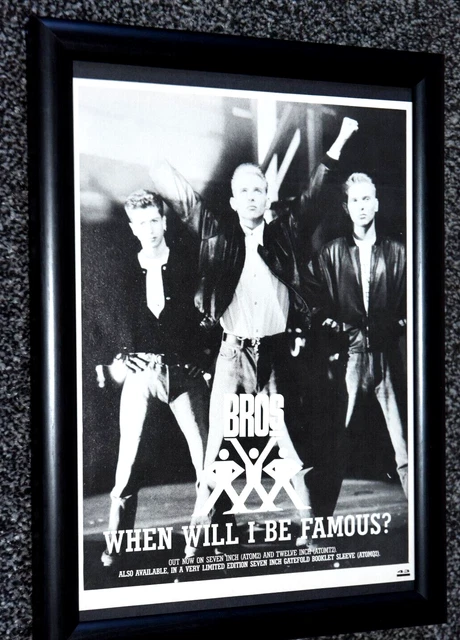 BROS BAND FRAMED A4 original 1988 when will i be famous SINGLE promo ...