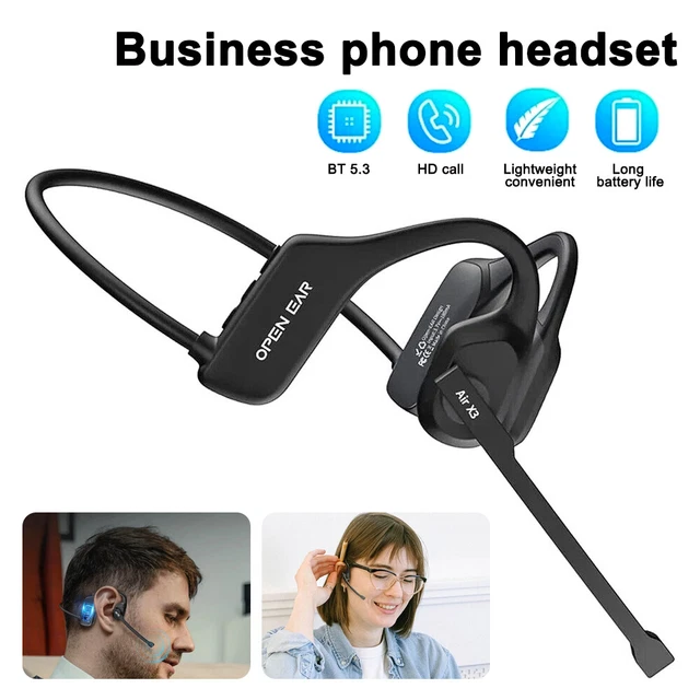 BLUETOOTH 5.3 BONE Conduction Headset Wireless Open Ear Headphones with ...