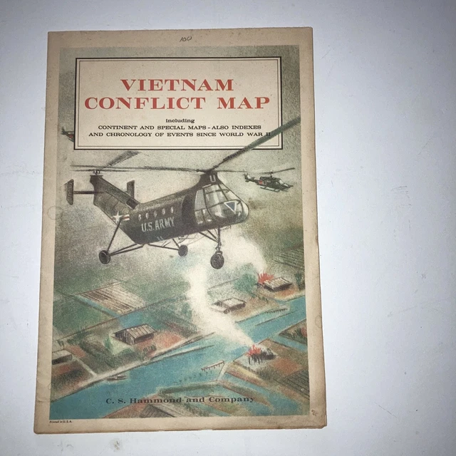 VIETNAM CONFLICT MAP 1965 Vintage Chronology of Events C.S. Hammond and ...