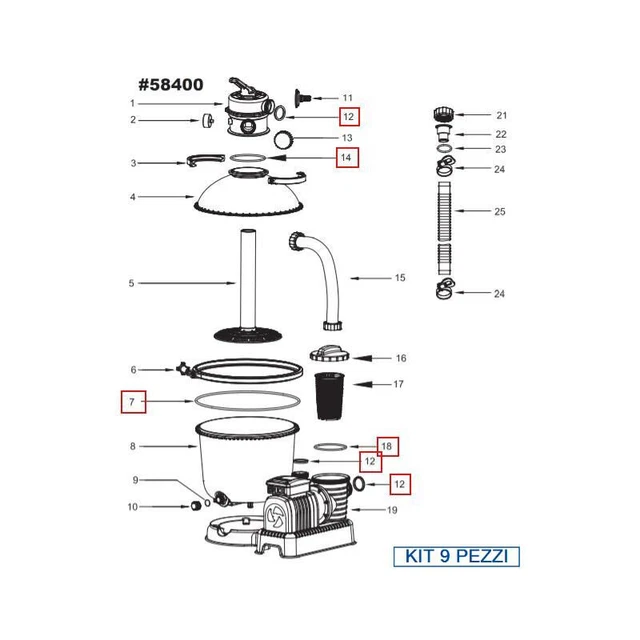 BESTWAY ENSEMBLE 9 Pièces Joints pour I Filtres Et Tournante 58400-58257-58258 EUR 54,22 ...