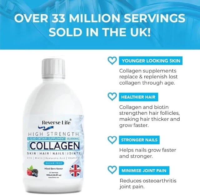 REVERSE LIFE - High Strength Marine Collagen Liquid -Skin, Hair, Nails ...
