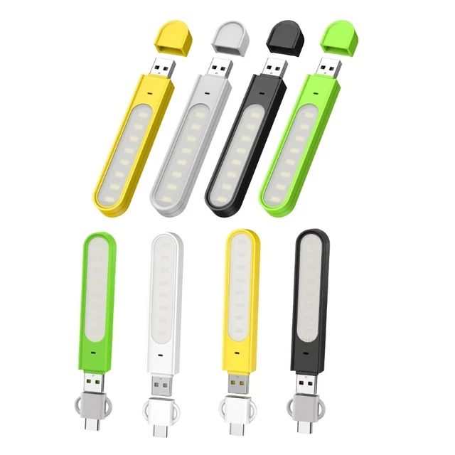 PORTABLE USB NIGHT Light 8 LEDs Desk Lamp For Bedroom Camping Type C ...