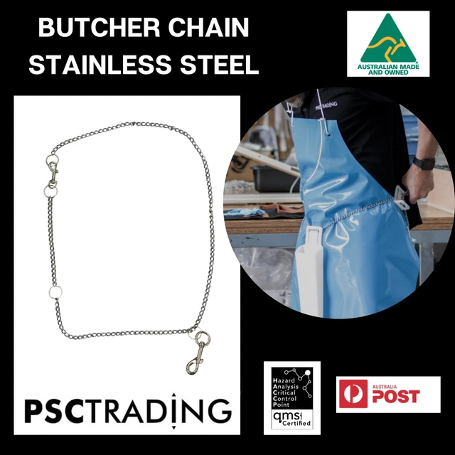 BUTCHERS STAINLESS STEEL 1.4M Chain Belt for Knife Pouch Belt, Chefs ...