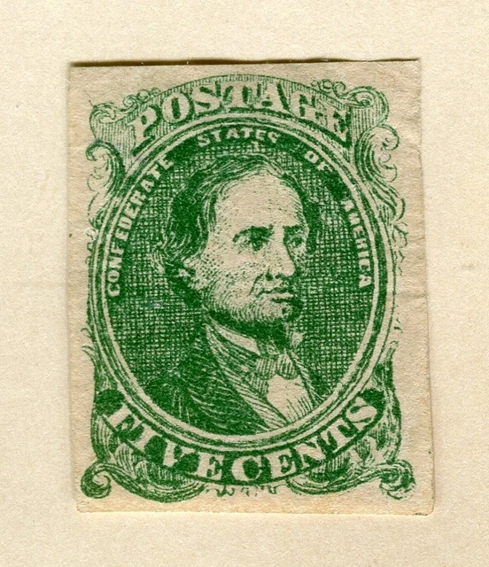 USA CONFEDERATE STATES; Fine forgery of the 1861 Davis Imperf 5c. issue ...