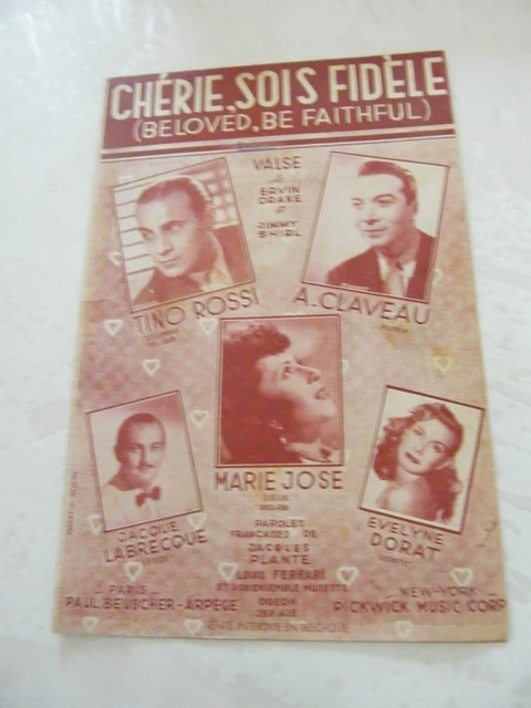 & SPARTITO CHERISHED Ottenere Fedele Tino Rossi A Claveau Marie José ...