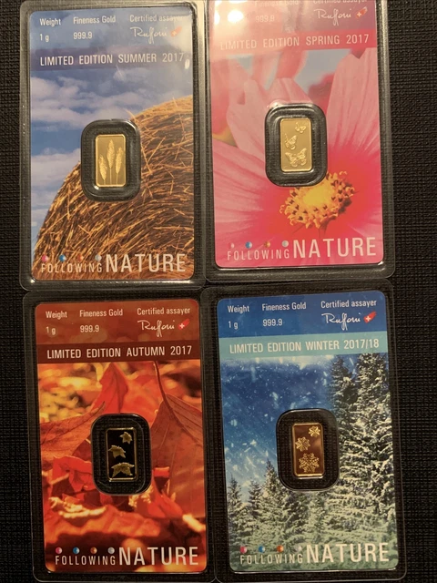 RARE 4X1 GRAM Gold bullion bars Argor-Heraeus LIMITED EDITION following ...