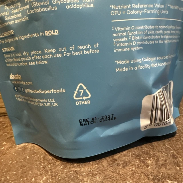 NEW: LARGER BAG. Elevate Multi Collagen SuperBlend. Chocolate. 240g £24 ...