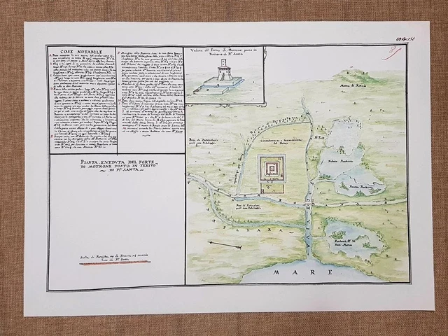 MAP MAP PLANT and view Forte di Motrone Tuscany 700 lithograph £23.35 ...