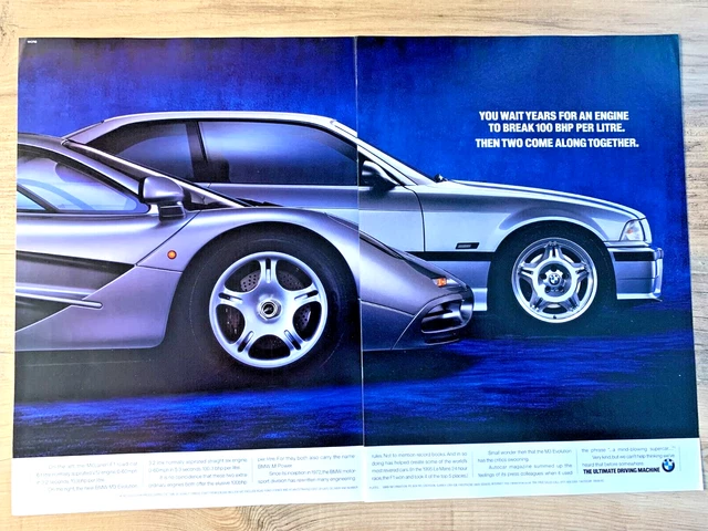 BMW E36 M3 Evo & Mclaren F1 - Frameable Collectible Original Classic ...