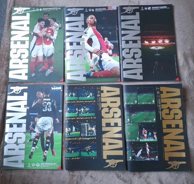 2024/25 ARSENAL UEFA Champions League Home Matchday Programmes x 6 ...