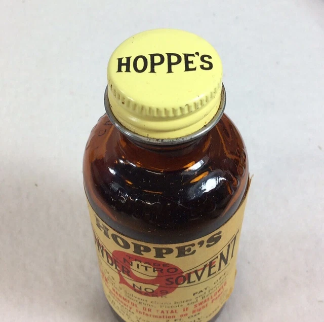 VINTAGE HOPPE’S NO.9 Nitro Powder Solvent Gun Cleaner Bottle, Half Full ...