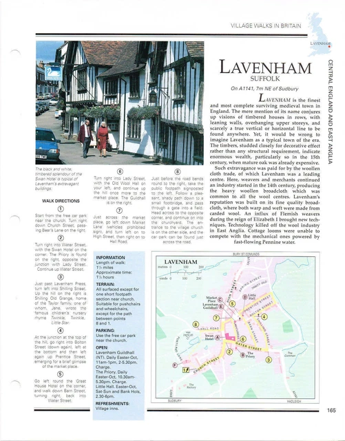 LAVENHAM SUFFOLK VINTAGE Walking Route & Map circa 1991 #165-166 £3.49 ...
