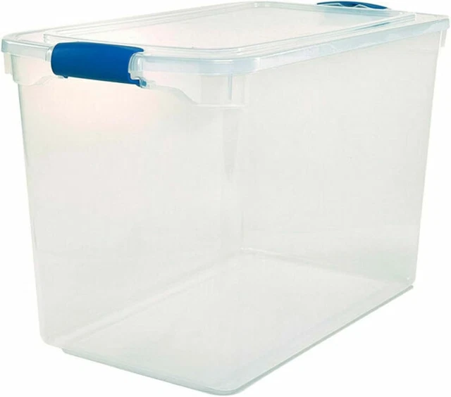 HOMZ 2 PACK,LARGE Clear Plastic Storage Bins w/Latching Lids,112 Quart ...
