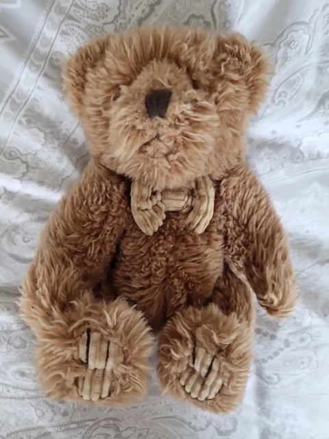 VINTAGE TEDDY BEAR With Corduroy Bow Tie/ Paws plush A&A SOFT TOY 9ins ...