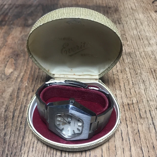 ORIGINAL 1970S EVERITE Swiss Made Automatic Day/Date Hexagon Men's ...