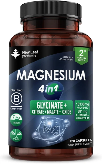MAGNESIUM GLYCINATE 4-IN-1 Complex 1836Mg – 381Mg Elemental per Serving ...