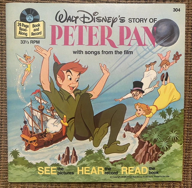 VINTAGE 1977 WALT Disney Peter Pan Book & Record #304 £14.09 - PicClick UK