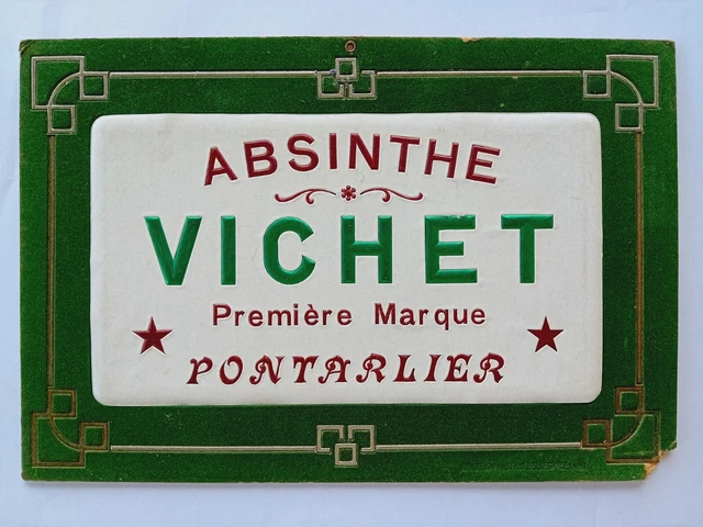 ANCIENNE PLAQUE CARTON publicitaire apéritif Absinthe VICHET à ...
